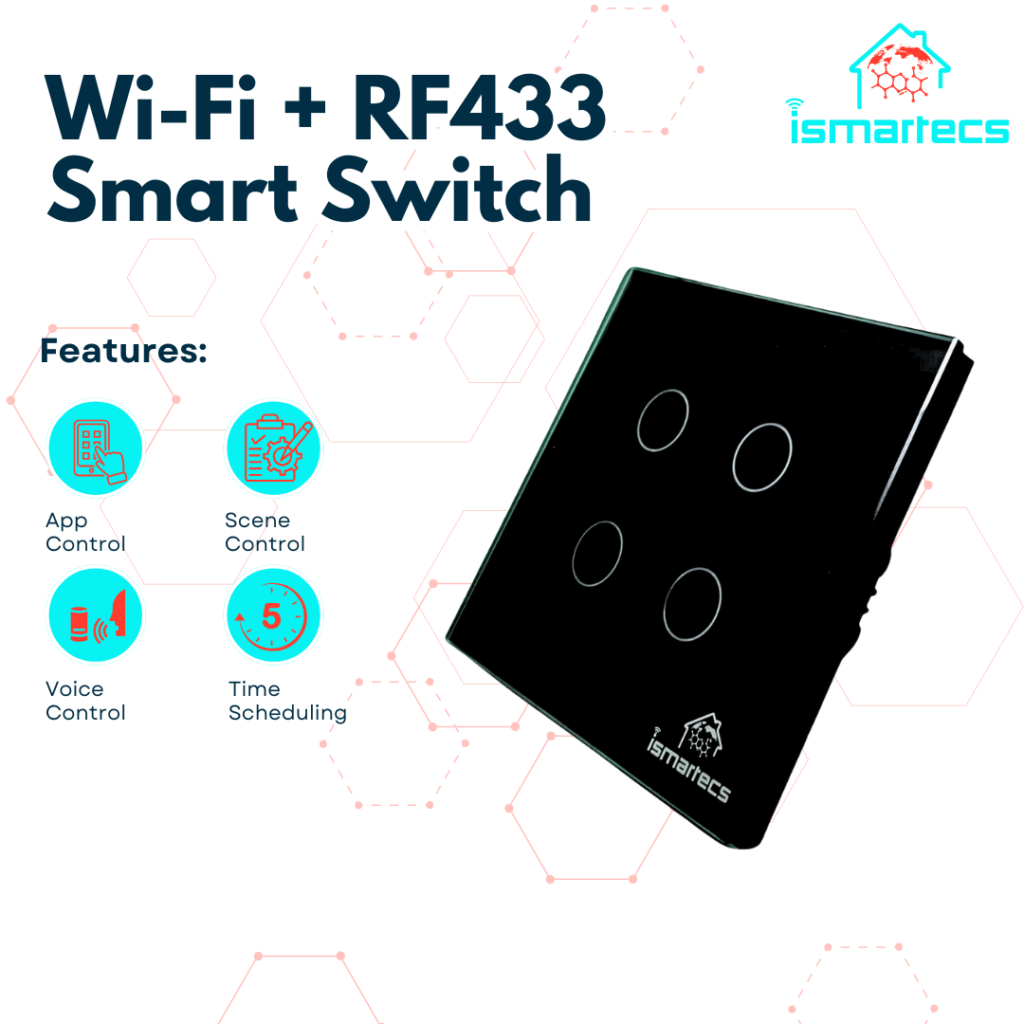 ismartecs Smart WiFi +RF433 Switch 4mm Glass - Smart Home Devices ...